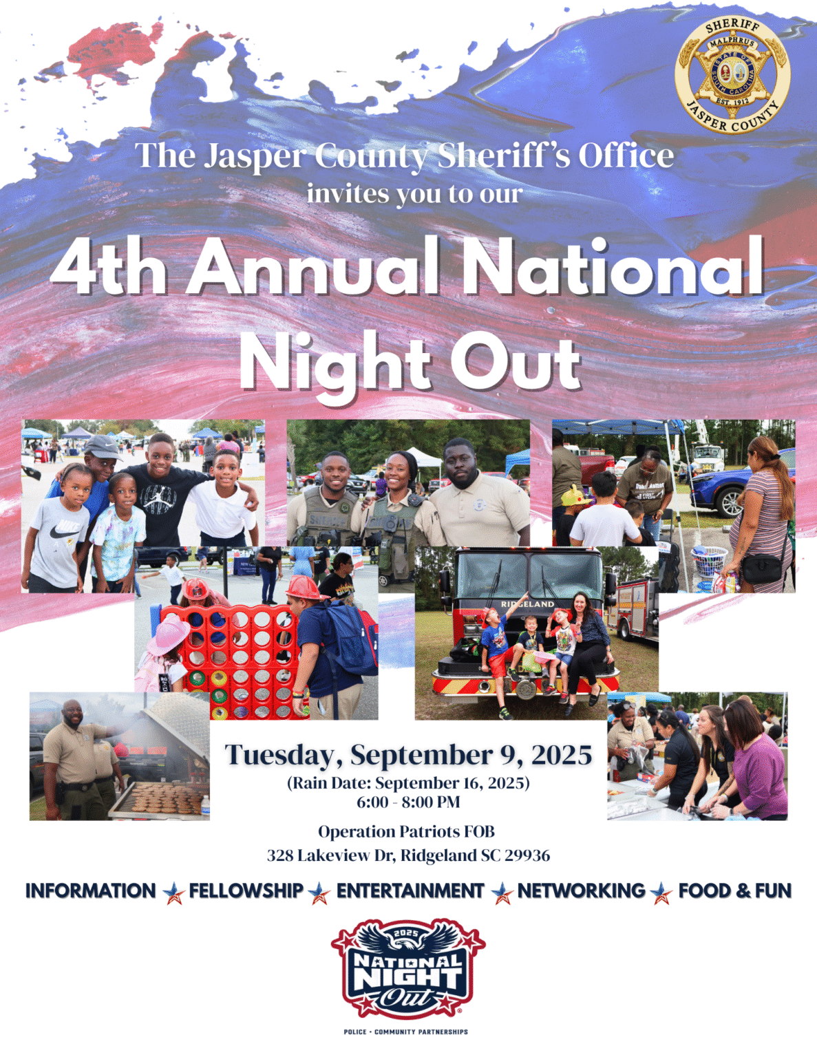 National Night Out - Mark Your Calendars! - Jasper County Sheriff's Office